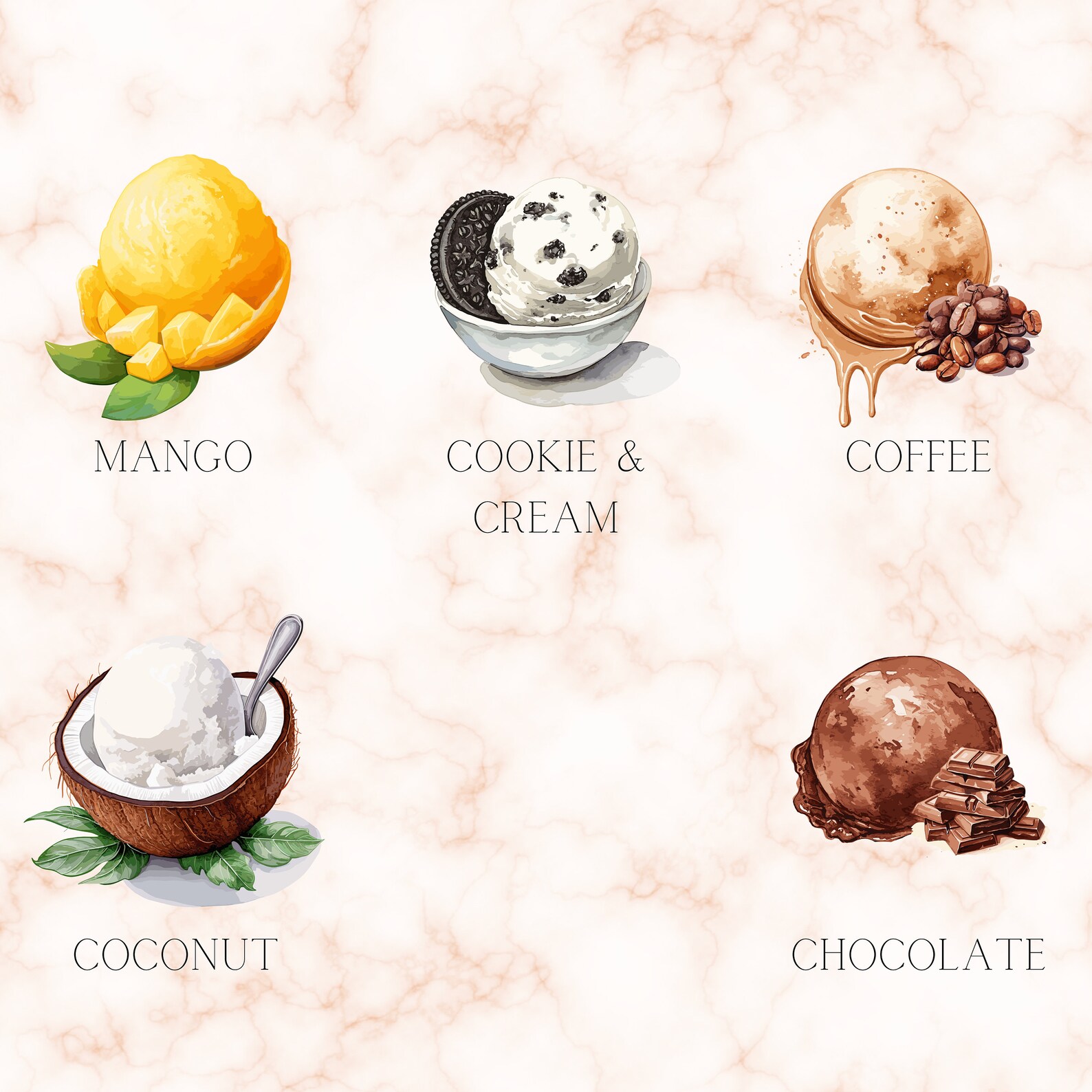 Watercolor Gelato Clipart Ice Cream PNG Ice Cream SVG Summer - Etsy