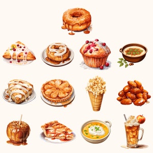 Watercolor Autumn Food Clipart Fall Delights PNG Pumpkin Spice ...