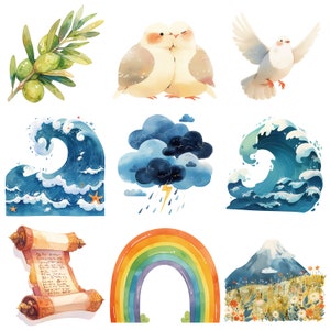 Watercolor Noah's Ark Clipart Christian Clipart Bundle Animals Bible ...
