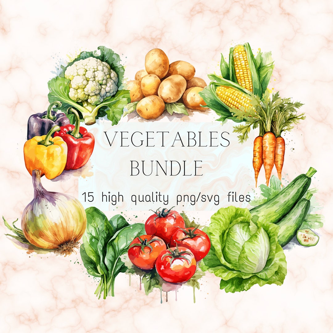 Watercolor Vegetables Clipart Bundle Vegetables SVG Garden Recipe Book ...