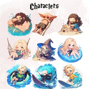 Wizard School Clipart Summer Pool Party PNG Cute Witch Illustration ...