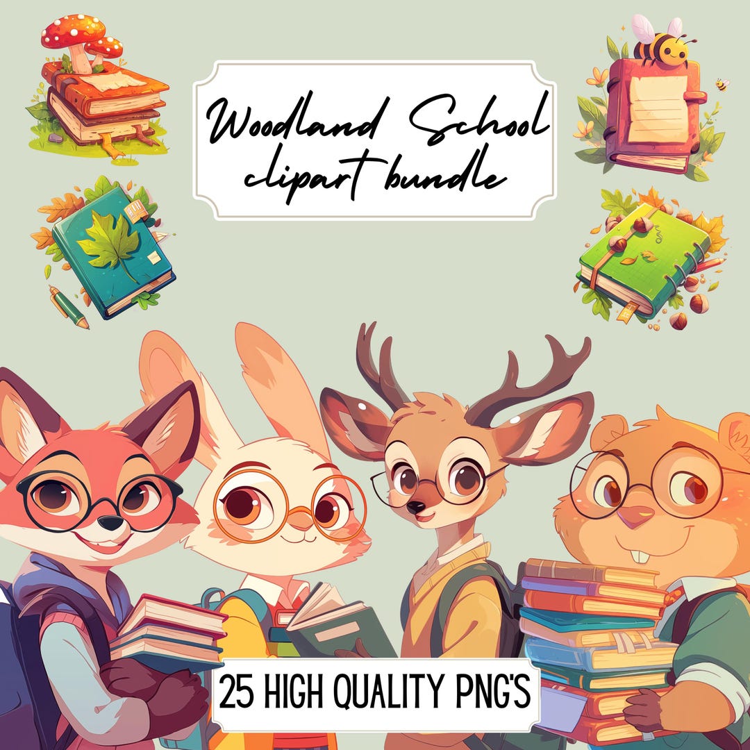 School Clipart Woodland Animals PNG Back to School Clipart School ...