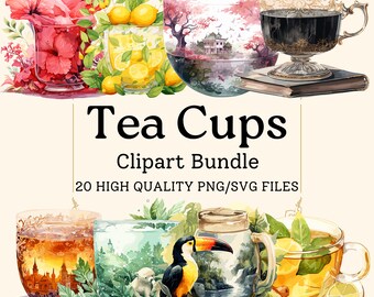 Watercolor Tea Party Clipart Set PNG .instant Download. - Etsy