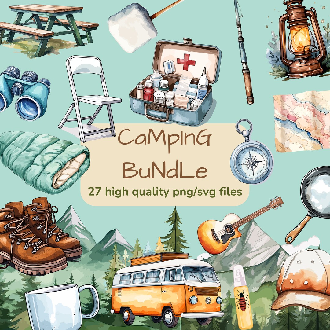 Watercolor Camping Clipart Camping PNG Nature Illustration Summer Camp ...
