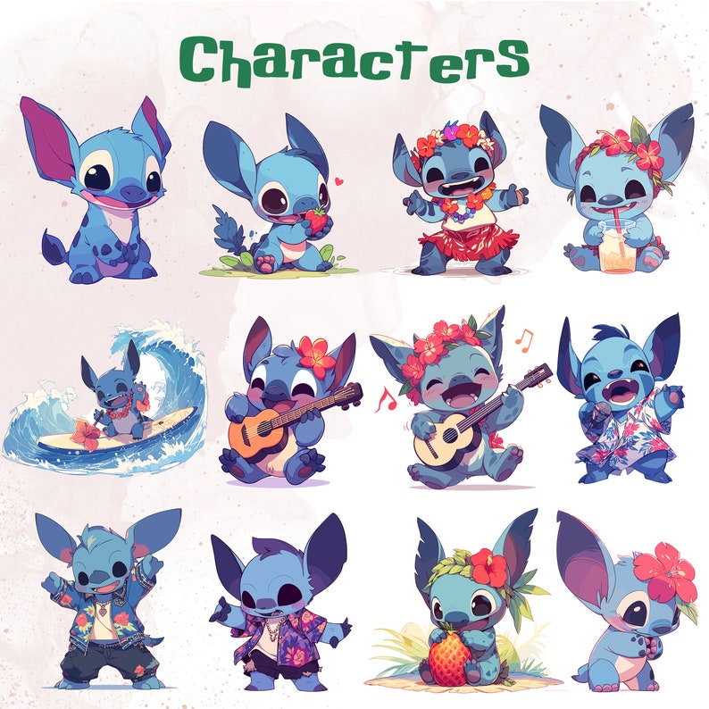 Chibi Lilo y Stitch Clipart Lindo Stitch PNG Ilustración - Etsy México