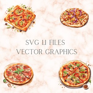 Watercolor Pizza Clipart Bundle Pizza SVG Pizza PNG Illustration ...