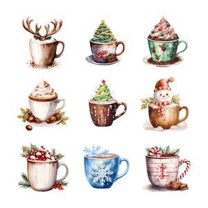 Watercolor Hot Chocolate Clipart Christmas Hot Cocoa PNG Christmas ...