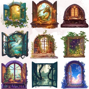 Fantasy Clipart Magic Windows PNG Woodland Illustrations Mystical ...