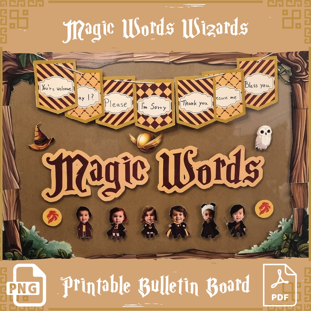 Magic Words Classroom Bulletin Board Kit: Wizard School Decor (digital ...