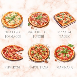 Watercolor Pizza Clipart Bundle Pizza SVG Pizza PNG Illustration ...