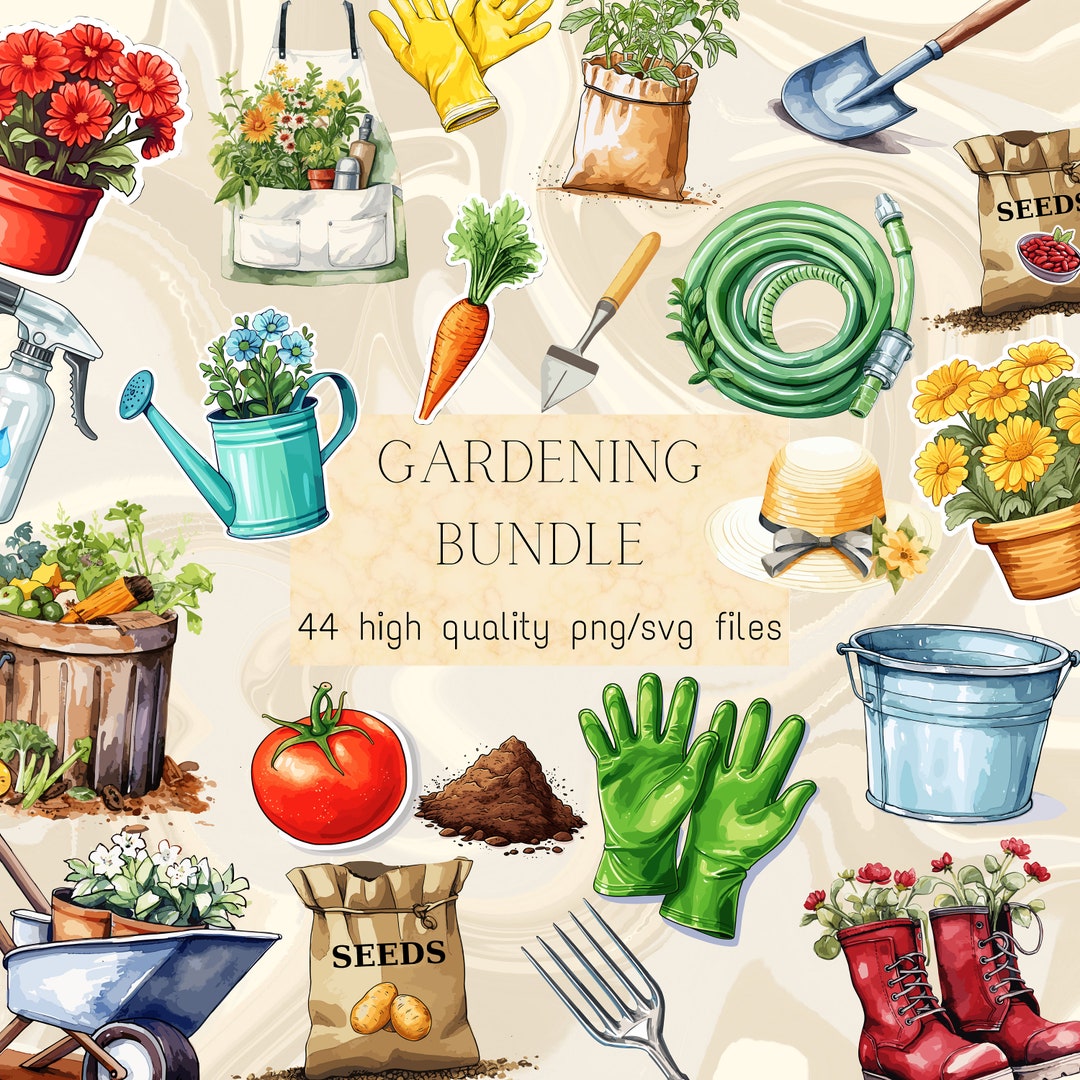Watecolor Gardening Clipart Garden PNG Illustration Plant Lover Flowers ...