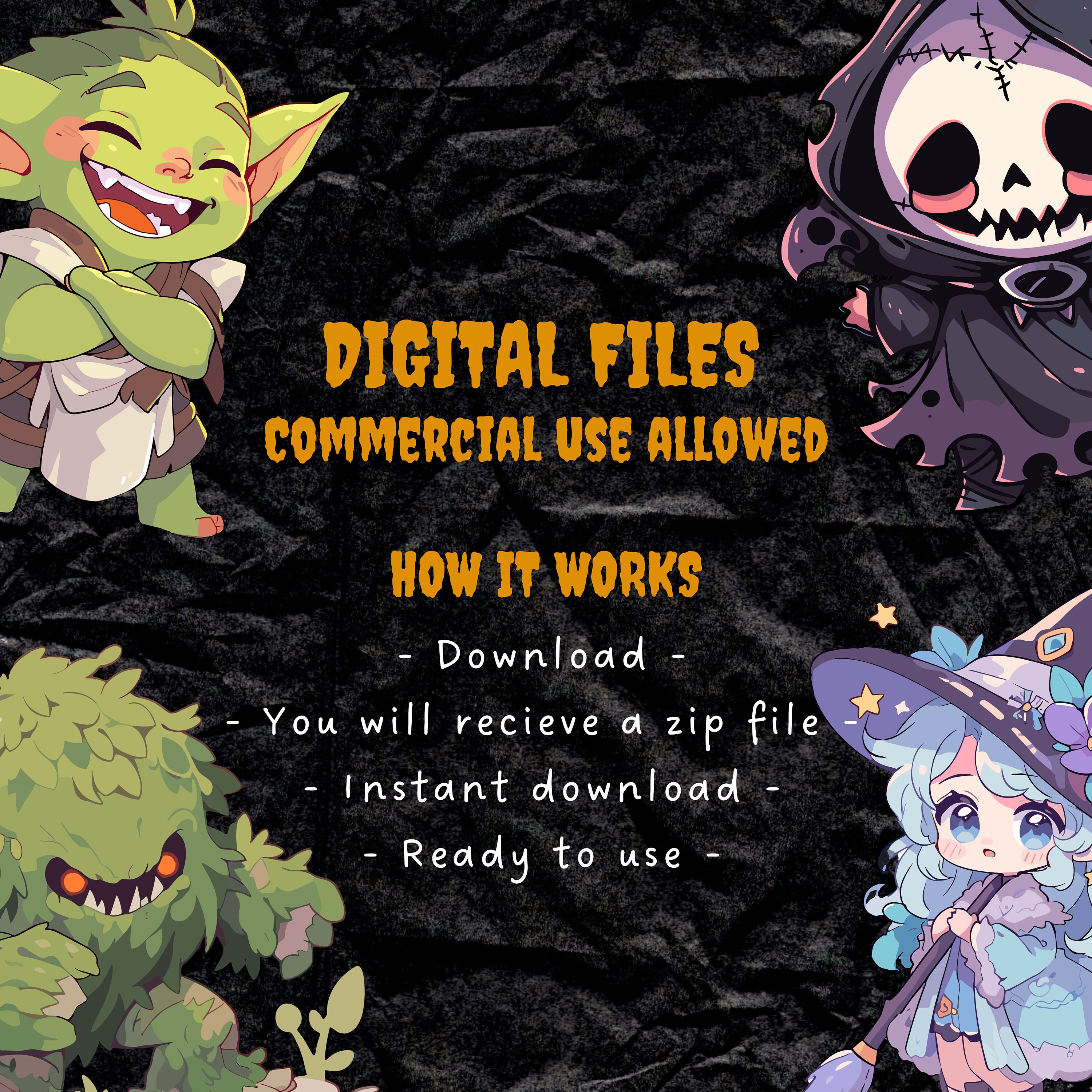 Chibi Cute Halloween Monsters Clipart Halloween PNG Cute Ghost - Etsy