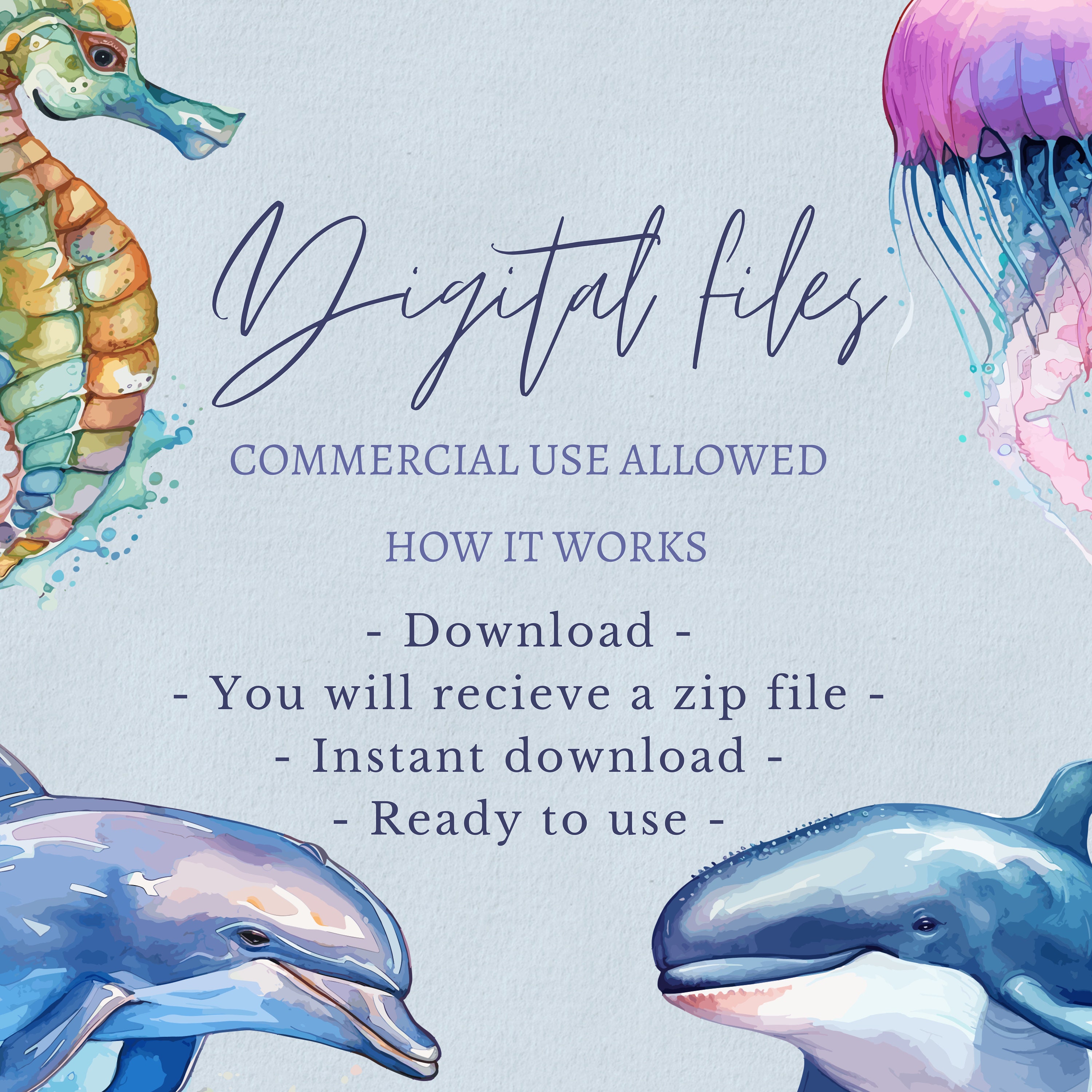 Watercolor Ocean Animals Clipart Fish PNG Under the Sea - Etsy