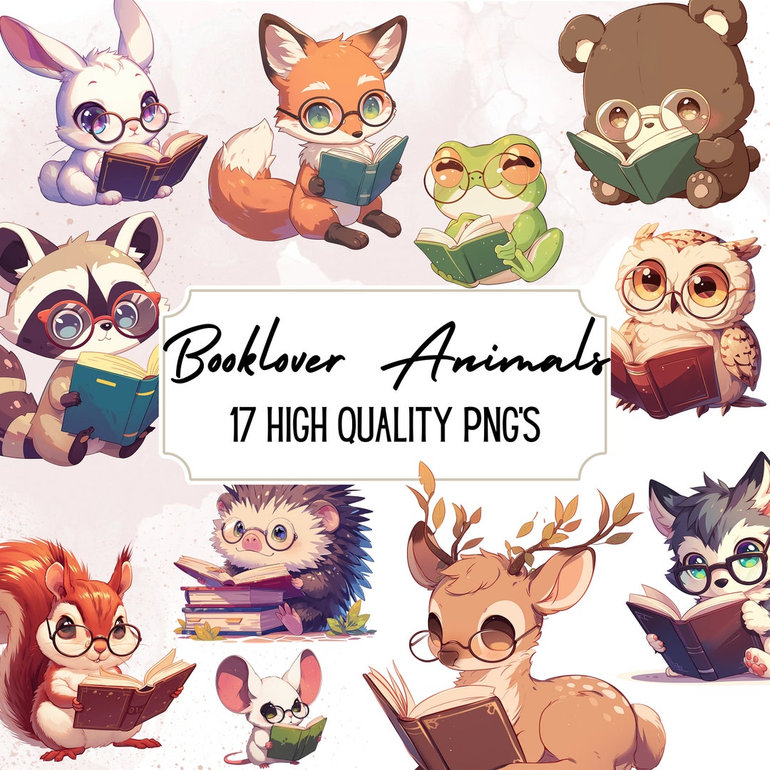 Booklover Animals Clipart Cute Baby Woodland Animals Bookmark PNG ...