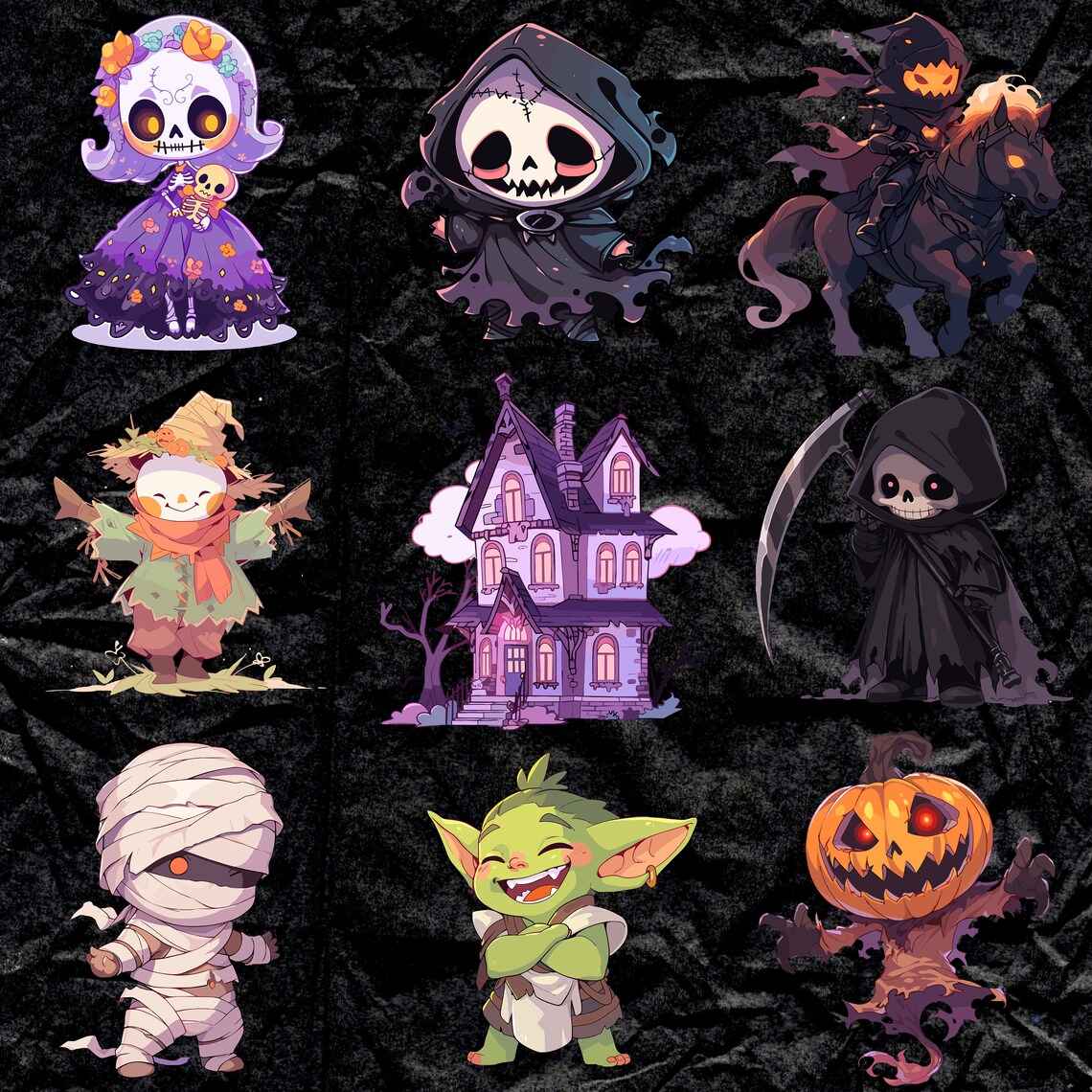 Chibi Cute Halloween Monsters Clipart Halloween PNG Cute Ghost - Etsy