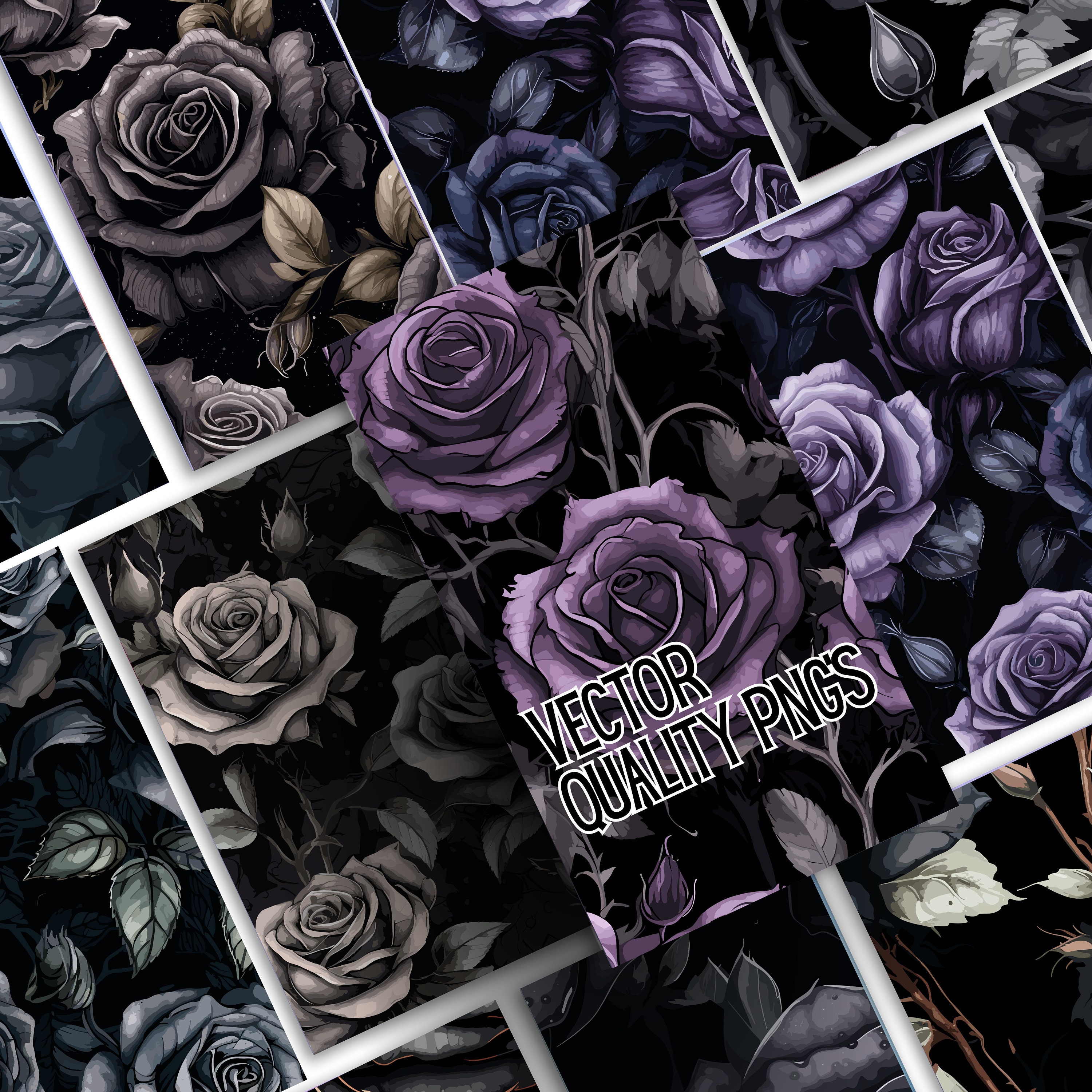 Gothic Roses Digital Paper Roses Seamless Pattern Dark Roses - Etsy