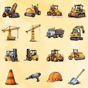 Construction Clipart Bundle Doodle Construction Nursery PNG Bulldozer ...