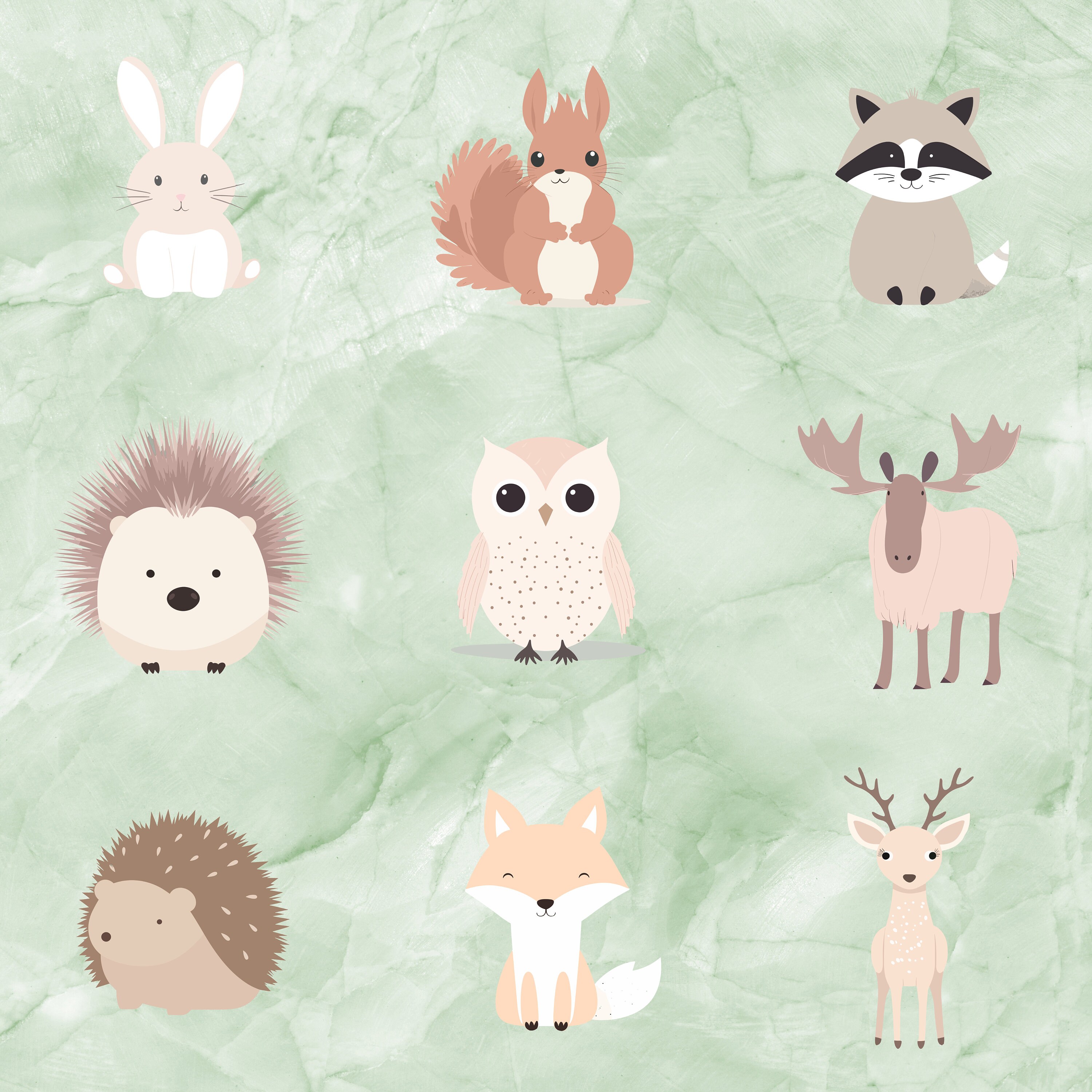 Woodland Creatures Clipart PNG Transparent Animals - Etsy