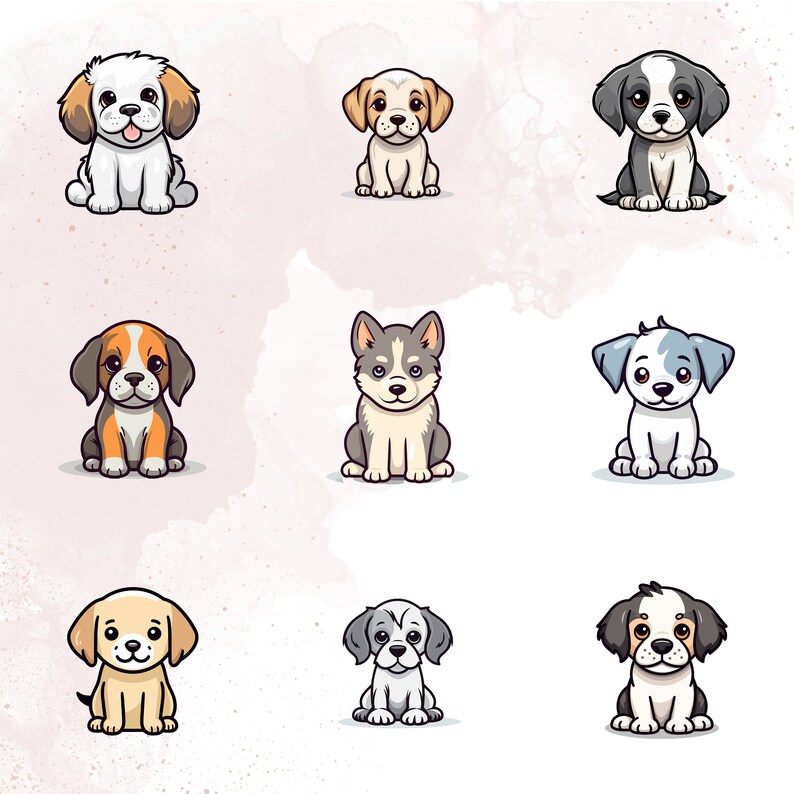 Cute Puppies Clipart Bundle PNG Chibi Dogs Kawaii PNG Stickers - Etsy