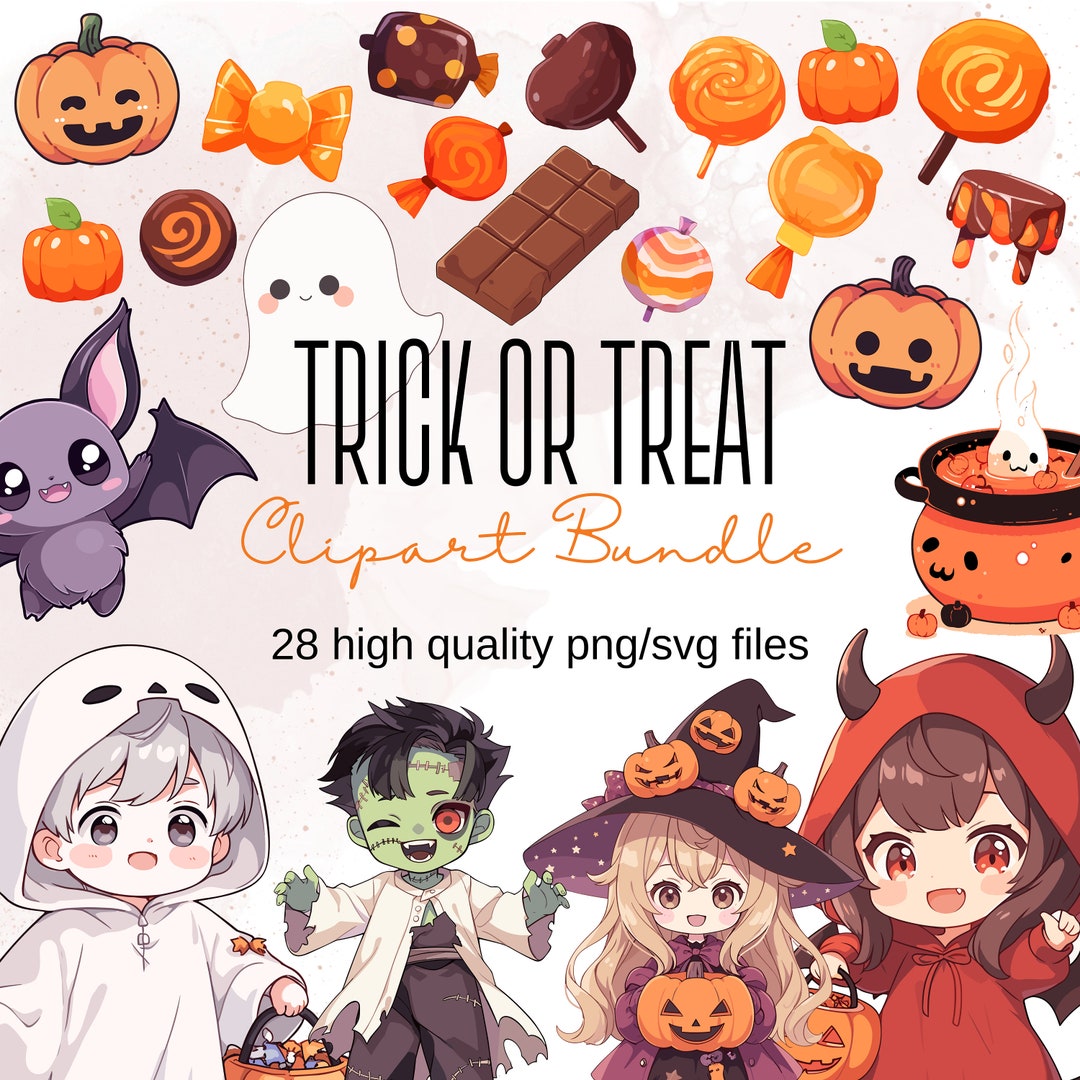 Cute Halloween Clipart Treats PNG Halloween Costumes Trick or Treat PNG ...
