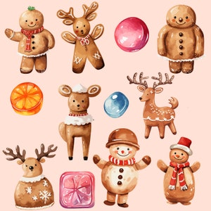 51 Watercolor Gingerbread Clipart Cookies PNG Christmas Clipart Holiday ...