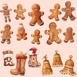 51 Watercolor Gingerbread Clipart Cookies PNG Christmas Clipart Holiday ...