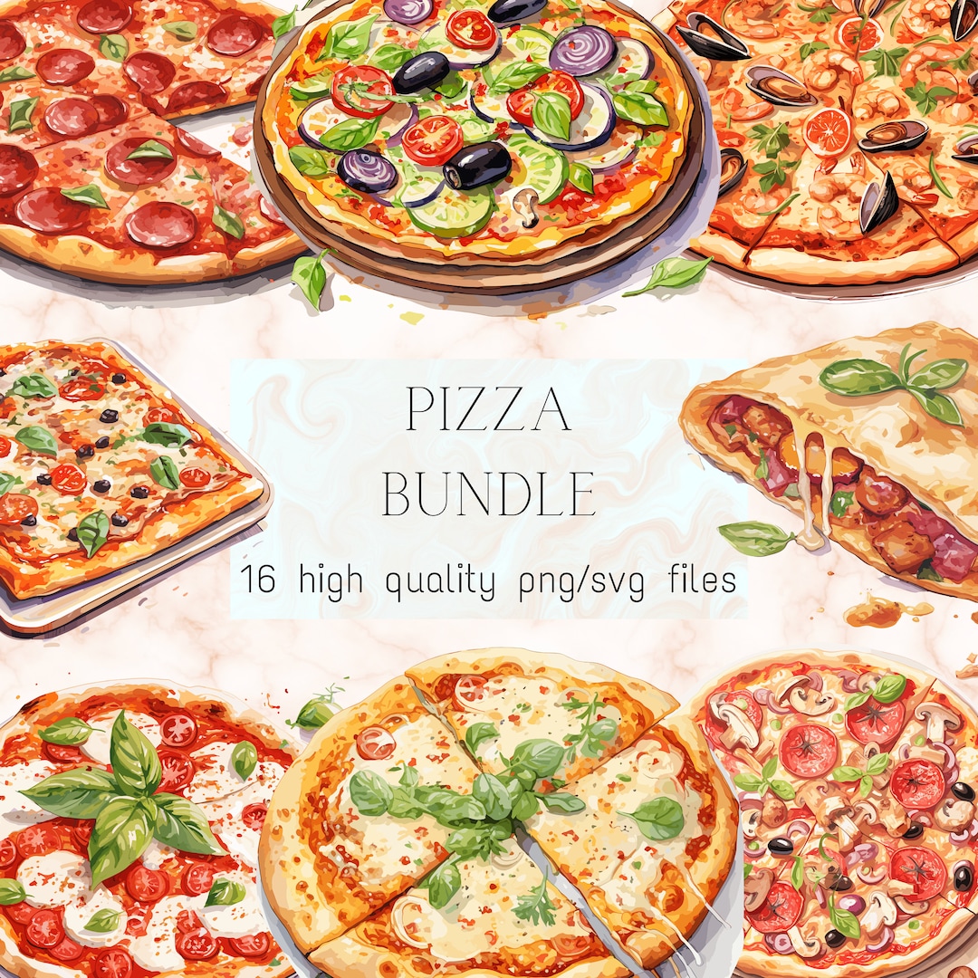 Watercolor Pizza Clipart Bundle Pizza SVG Pizza PNG Illustration ...