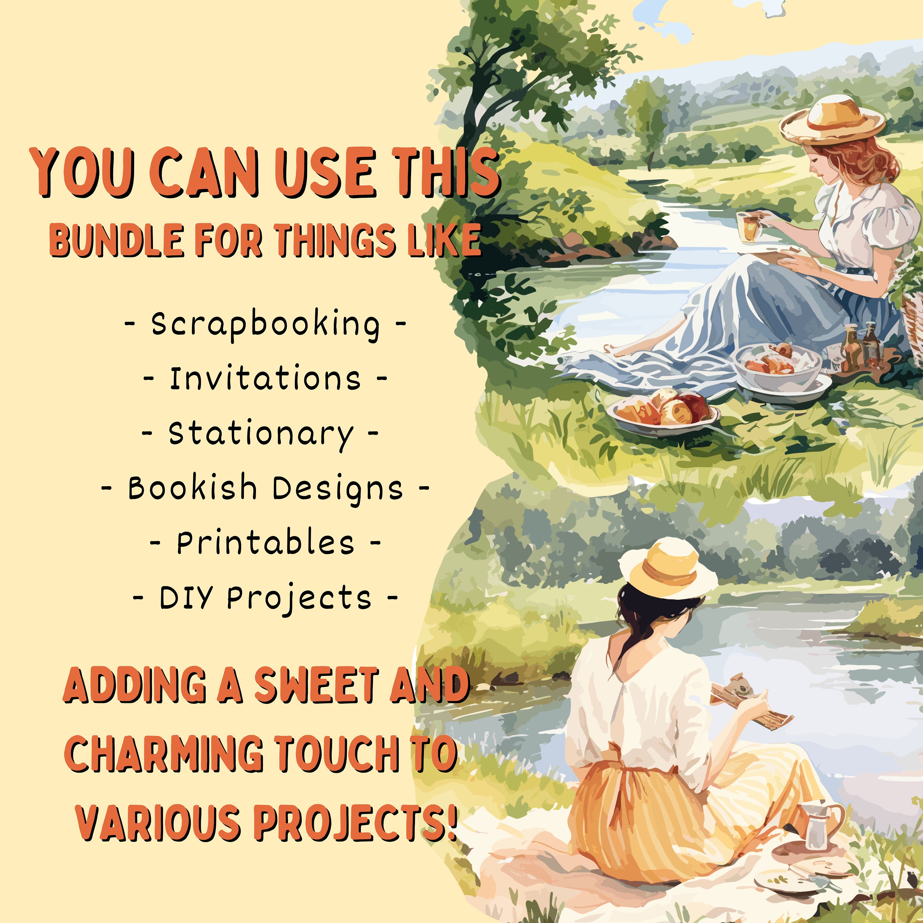 Picnic Clipart Set Bundle Summer Picnic Scenery PNG Watercolor - Etsy