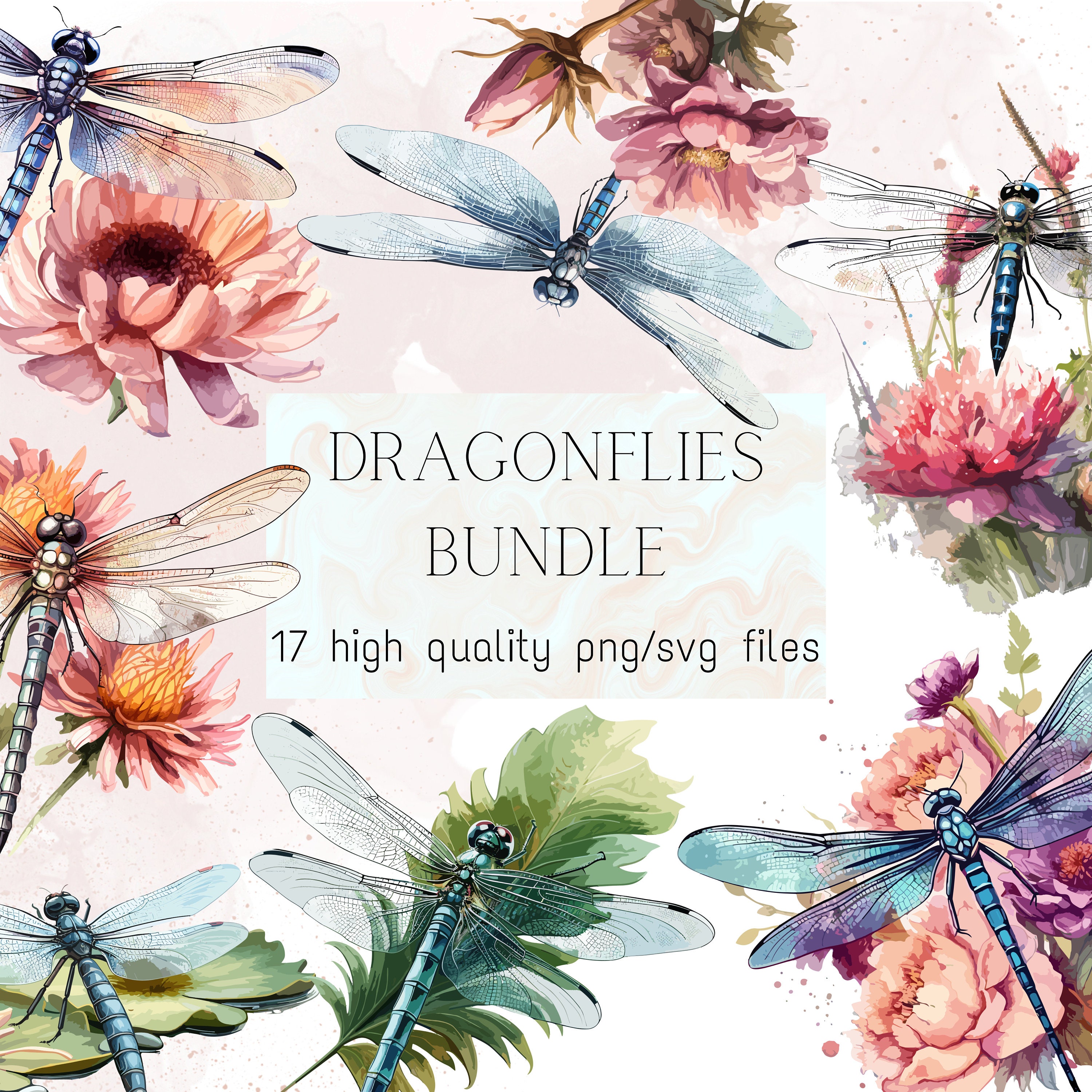 Acuarela libélulas Clipart libélula SVG insecto ilustración - Etsy México