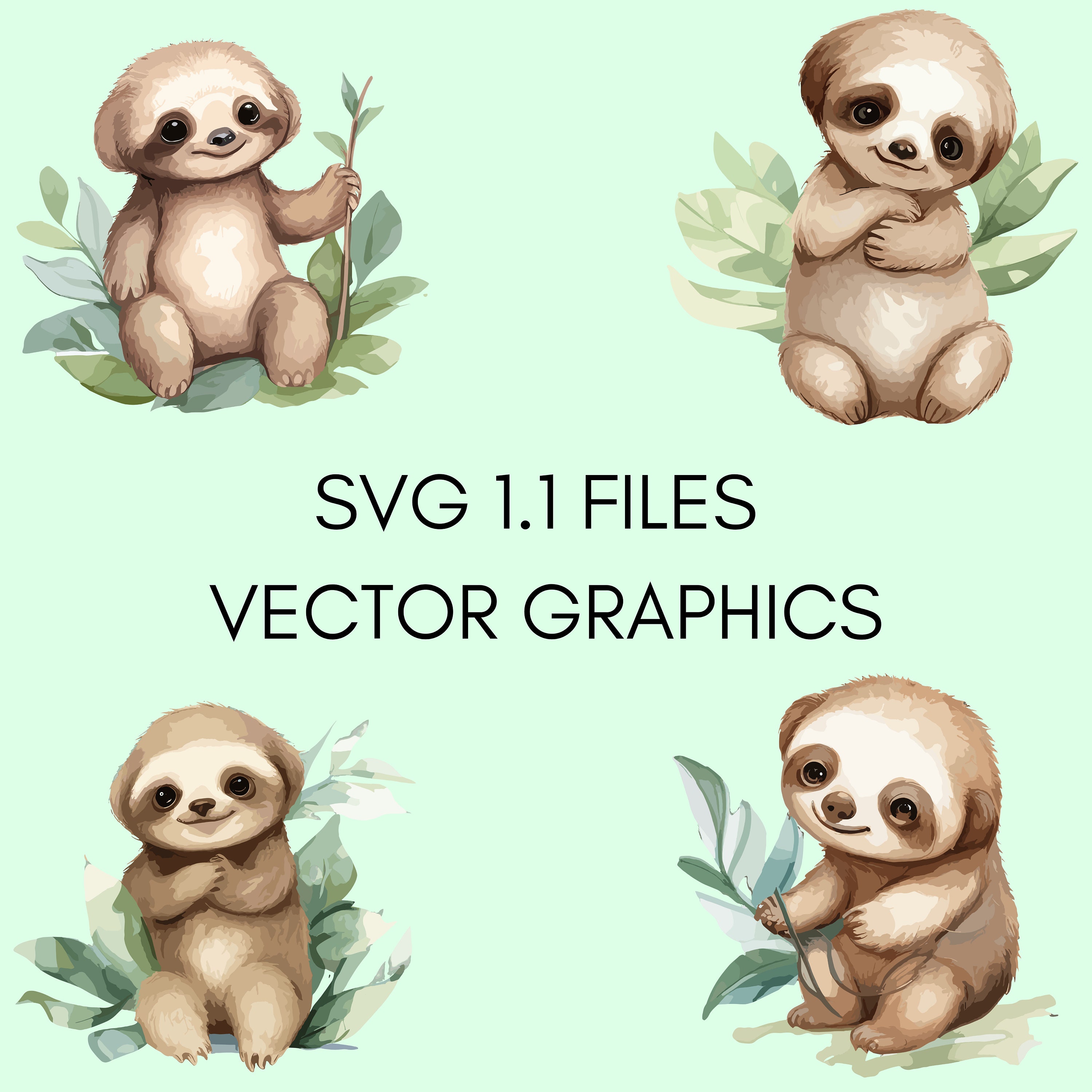 Sloth Clipart Cute Funny Sloths PNG Hanging Sleepy Sloths - Etsy