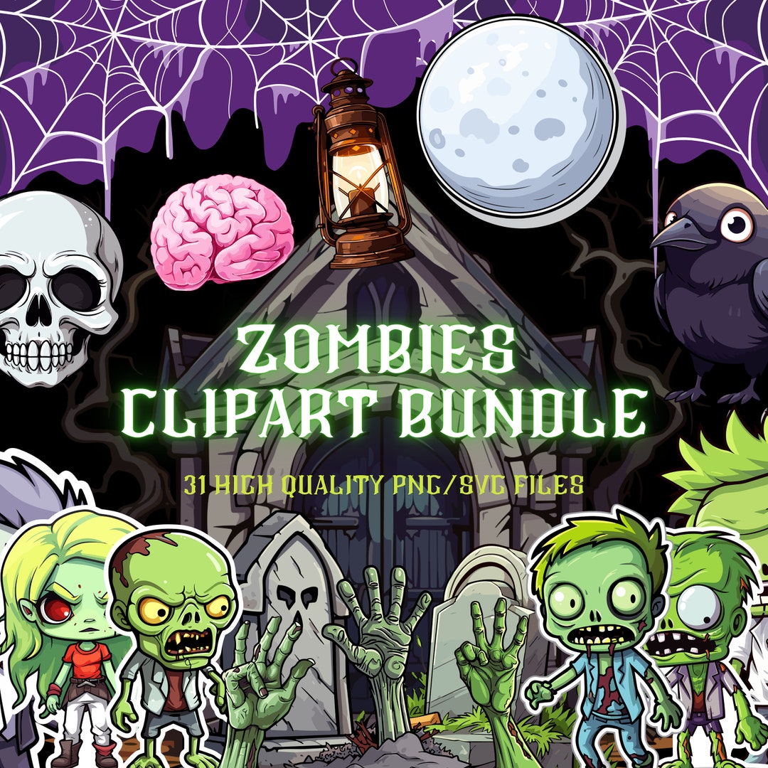 Cute Zombies Clipart Halloween Clipart Horror Zombies PNG Cartoon ...