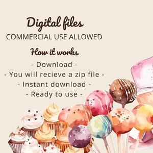 Watercolor Candies Clipart Bundle Wedding Candy Bar PNG Sweets ...