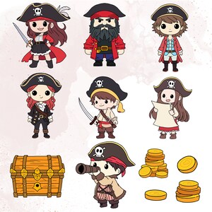 Cute Pirates Clipart Bundle Pirate Kids PNG Printable Nautical Images ...