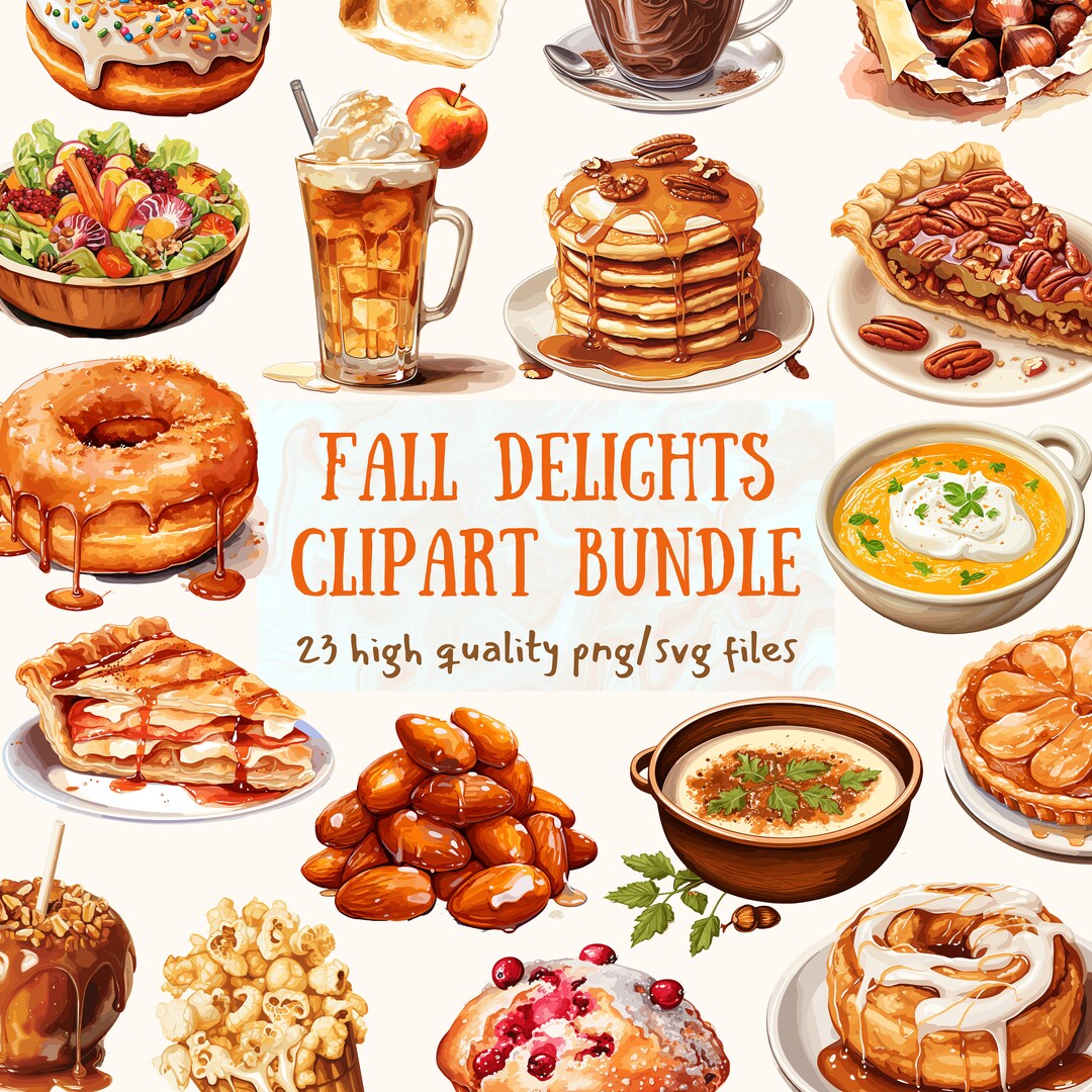 Watercolor Autumn Food Clipart Fall Delights PNG Pumpkin Spice ...
