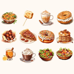 Watercolor Autumn Food Clipart Fall Delights PNG Pumpkin Spice ...