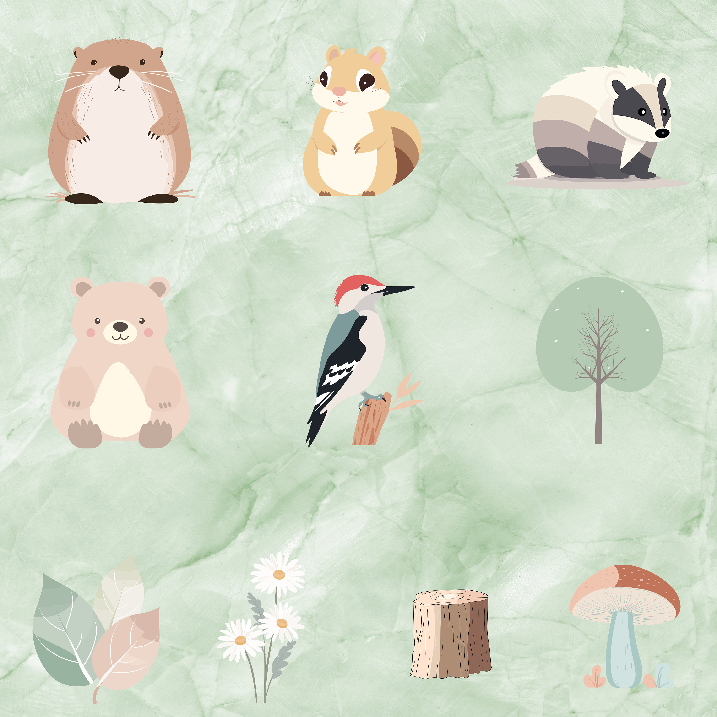 Woodland Creatures Clipart PNG Transparent Animals - Etsy