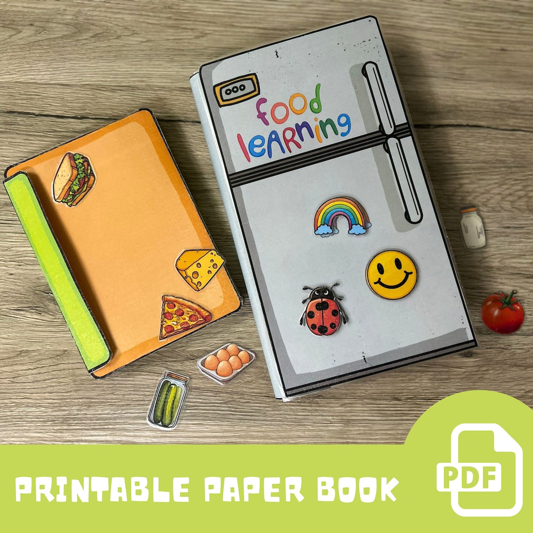 Printable Food Learning Busy Book for Kids Paper Quite Book Pretend ...