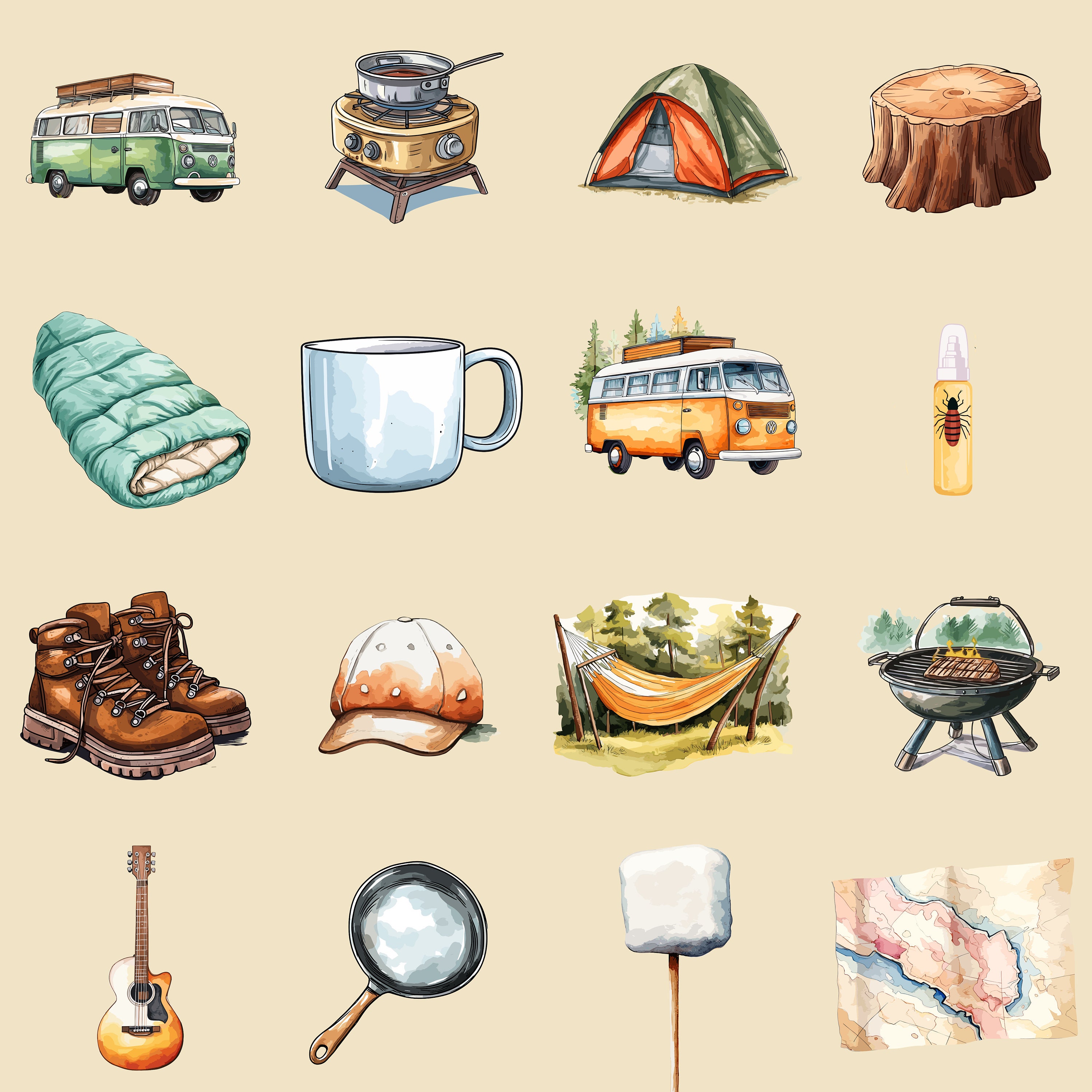 Watercolor Camping Clipart Bundle: Nature PNG, SVG Files - Etsy