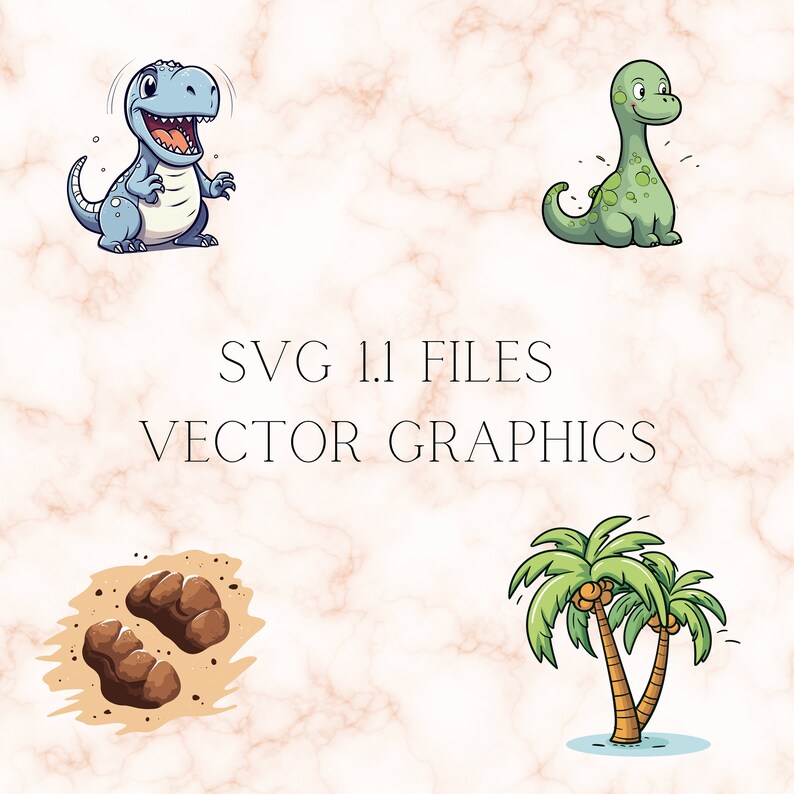 Cute Dinosaurs Clipart Dino PNG Prehistoric Animals SVG - Etsy