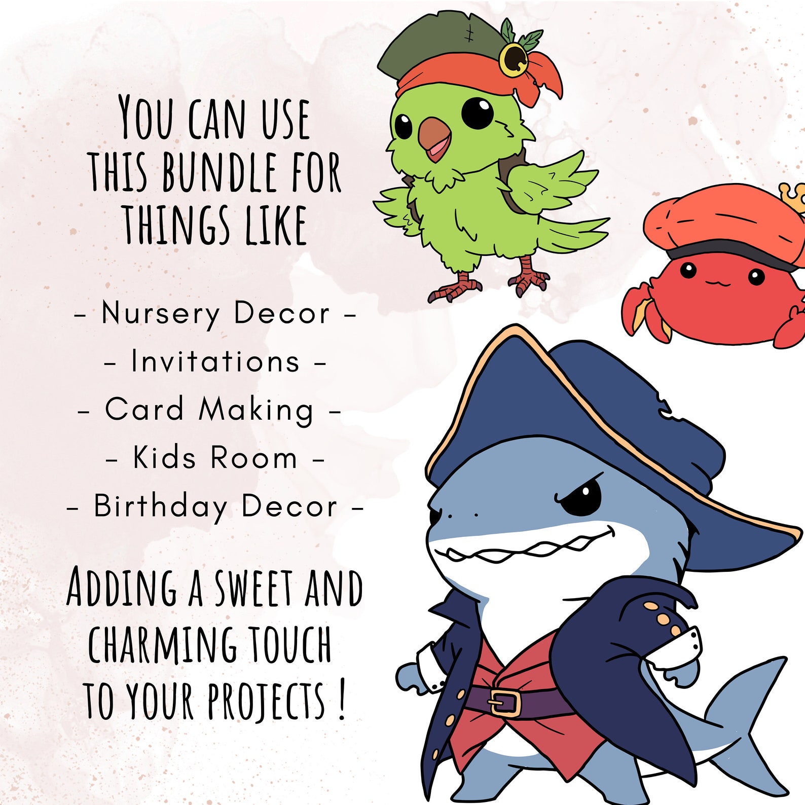 Cute Pirates Clipart Bundle Pirate Kids PNG Printable Nautical Images ...