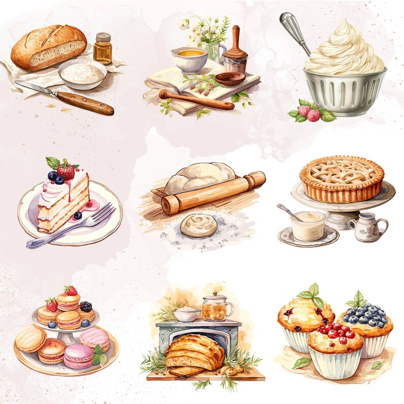 Baking Essentials Illustrations Baking PNG Bread Clipart - Etsy