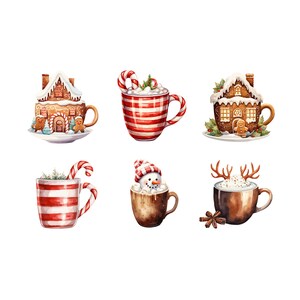 Watercolor Hot Chocolate Clipart Christmas Hot Cocoa PNG Christmas ...