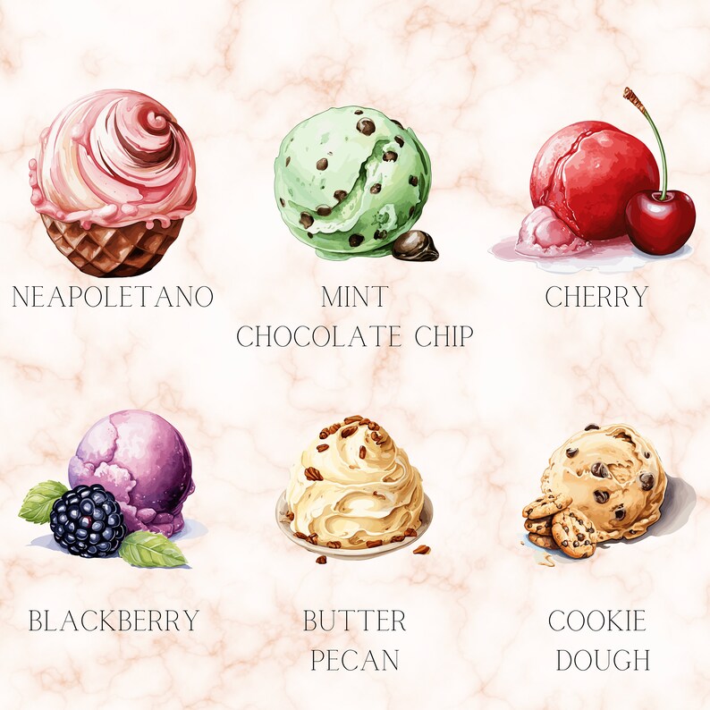 Watercolor Gelato Clipart Ice Cream PNG Ice Cream SVG Summer - Etsy