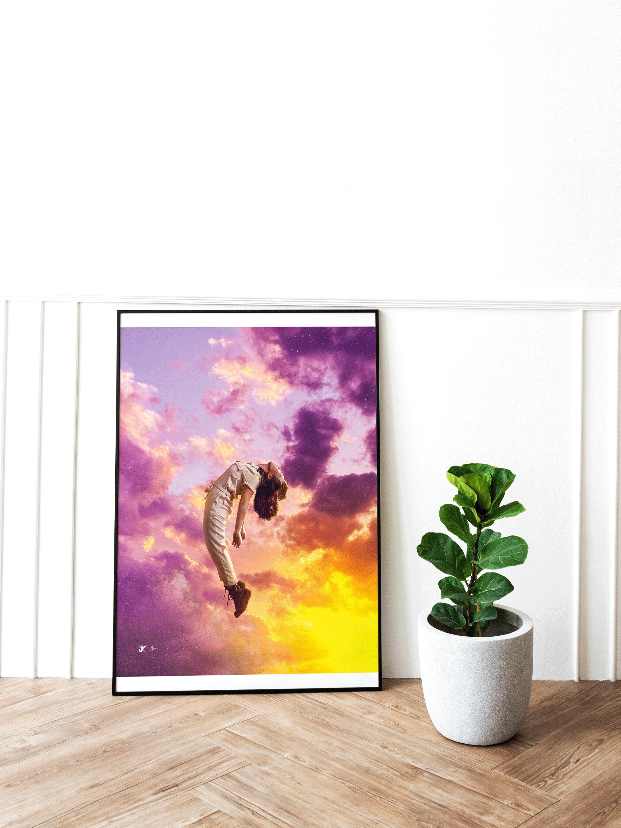 Girl Levitating Digital Wall Art • Fantasy Anime Type Wall Art • Girl ...