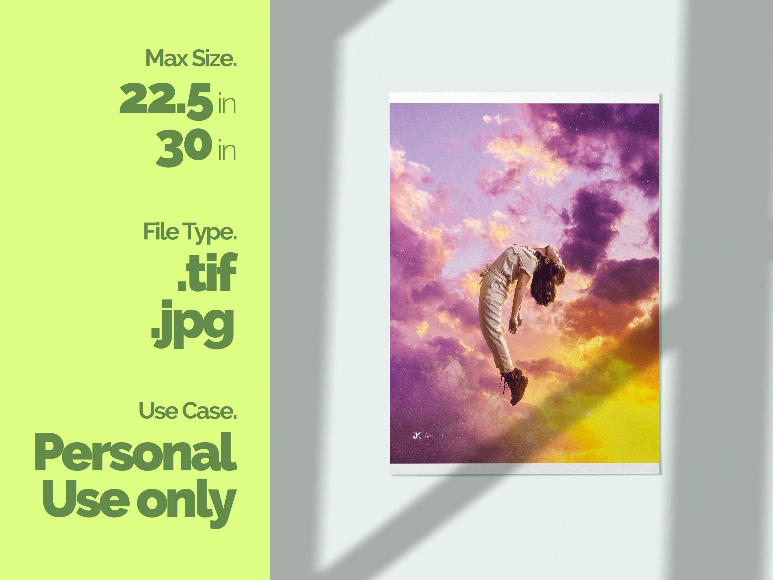 Girl Levitating Digital Wall Art • Fantasy Anime Type Wall Art • Girl ...