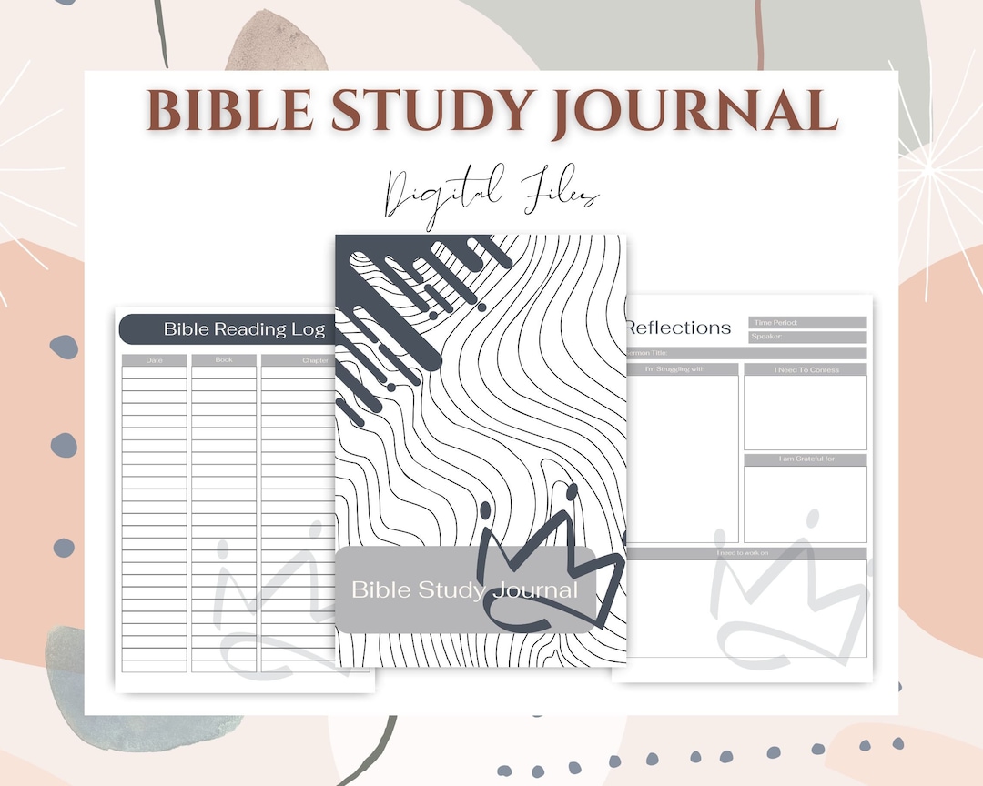 Bible Study Journal Printable, Abstract Grey, Christian Devotional ...