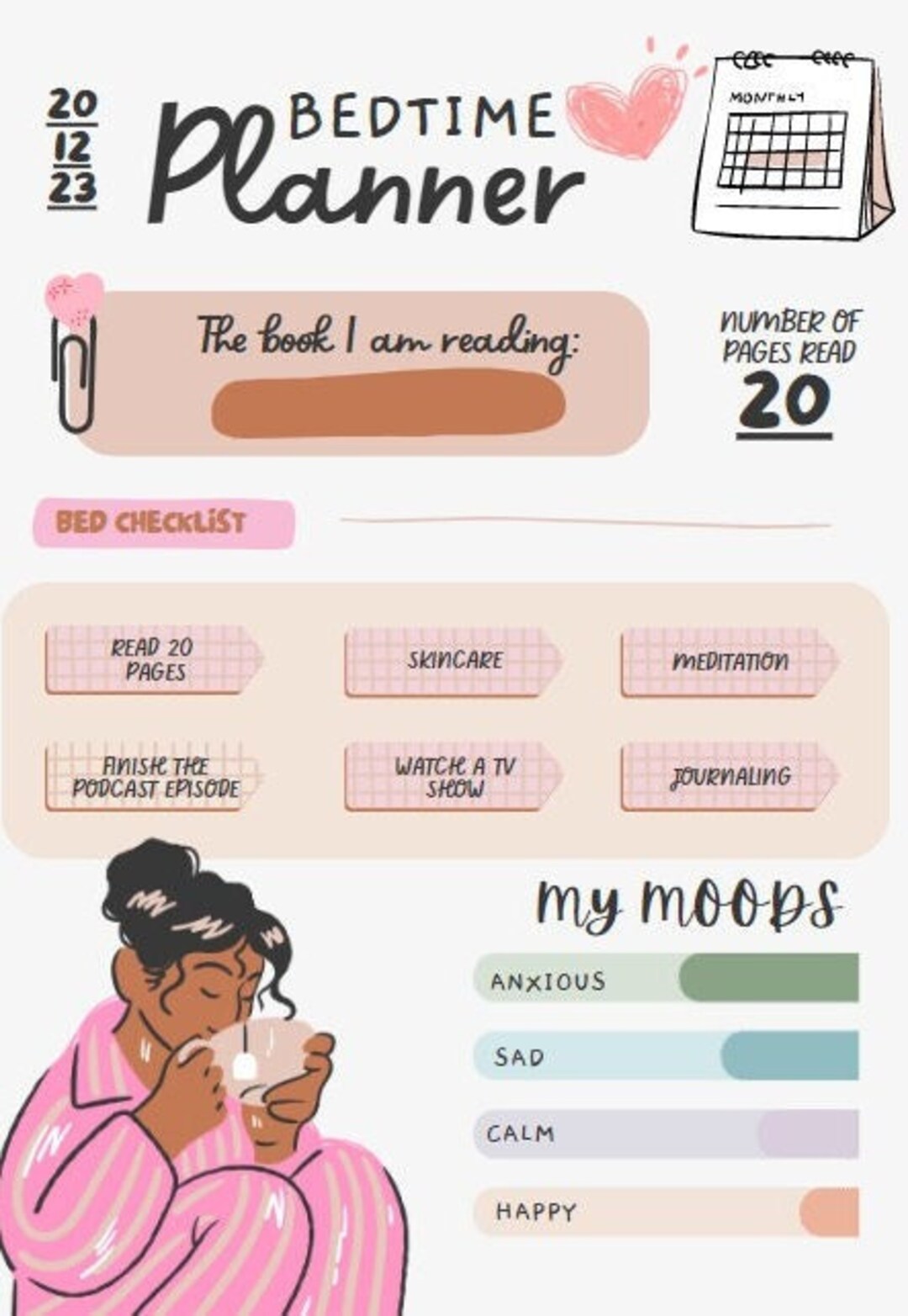 Soft Cute Authentic Bedtime Planner Weekly Planner - Etsy