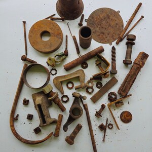 50 Pieces of Rusted Metal Assemblage, Unique Group of Rusty Iron, Old ...
