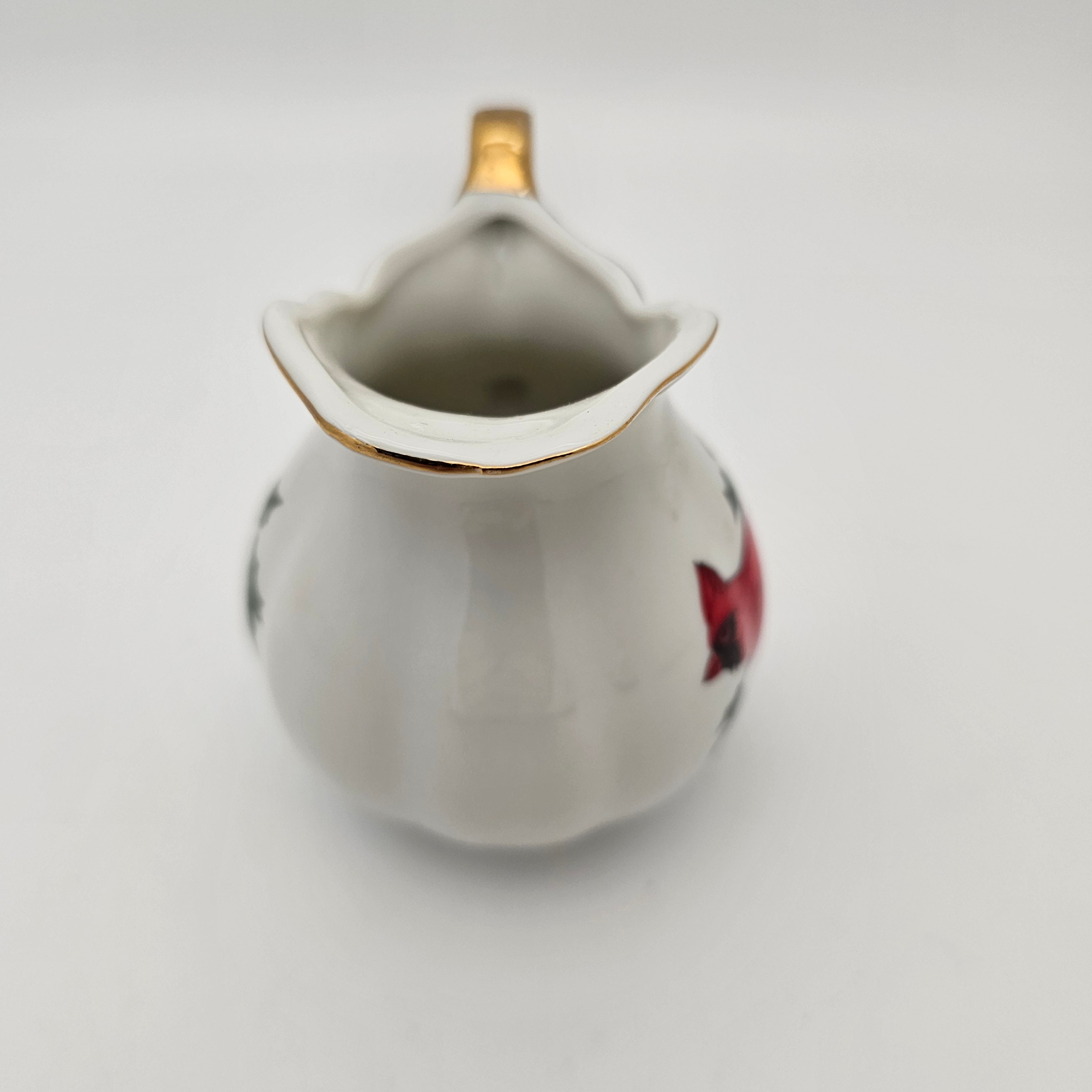 Ceramic Hand Painted Red Cardinal Small Pitcher, Sauce Holder, Holiday ...