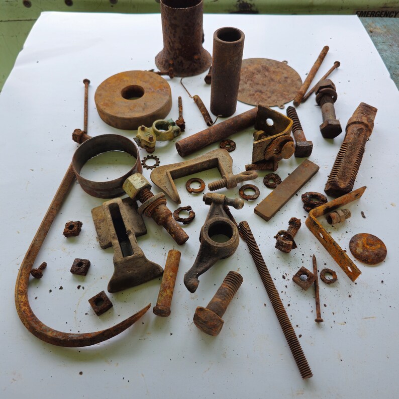 50 Pieces of Rusted Metal Assemblage, Unique Group of Rusty Iron, Old ...